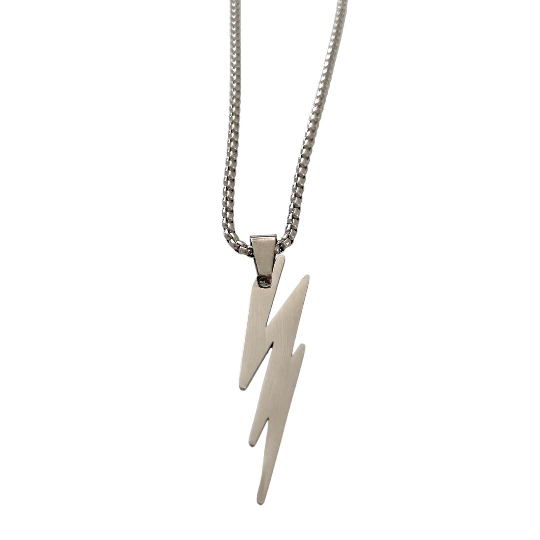 Lightning Bolt Silver Pendant and Chain, Sustainable , Flash Thunder ...