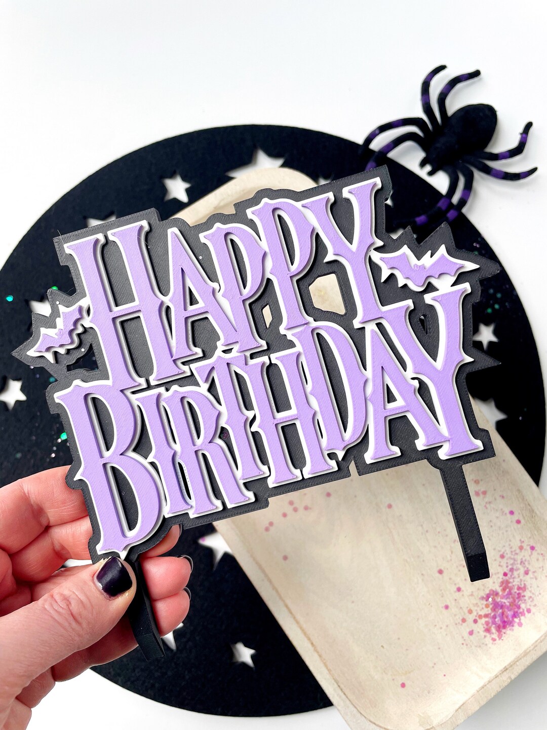 Goth Happy Birthday Cake Topper | Birthday Cake Sign | Wednesday ...