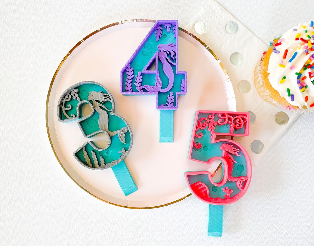 Mermaid Party Number Birthday Cake Topper - Etsy