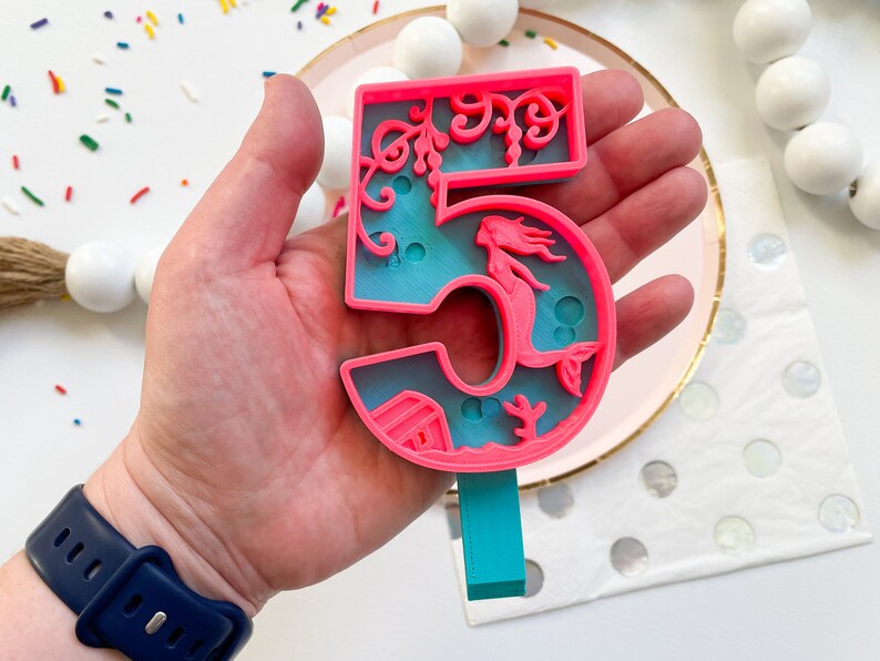 Mermaid Number Birthday Cake Topper - Etsy