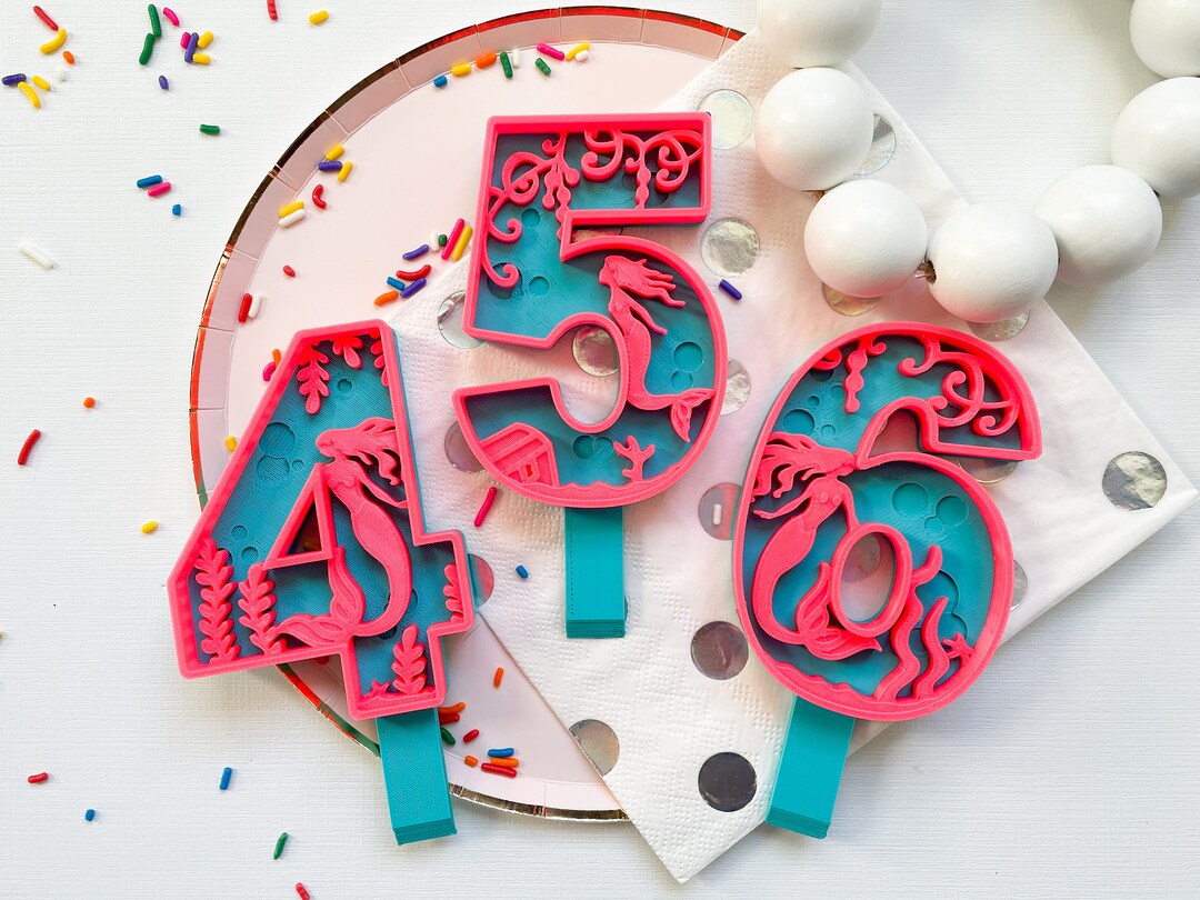 Mermaid Number Birthday Cake Topper - Etsy