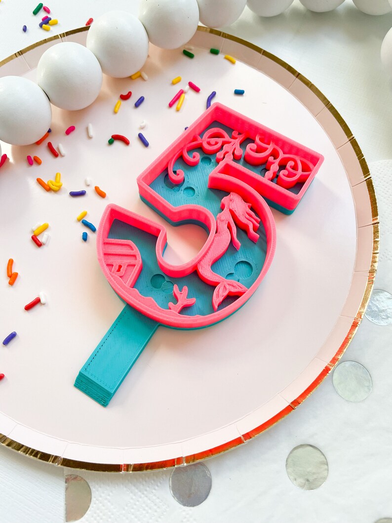 Mermaid Number Birthday Cake Topper - Etsy
