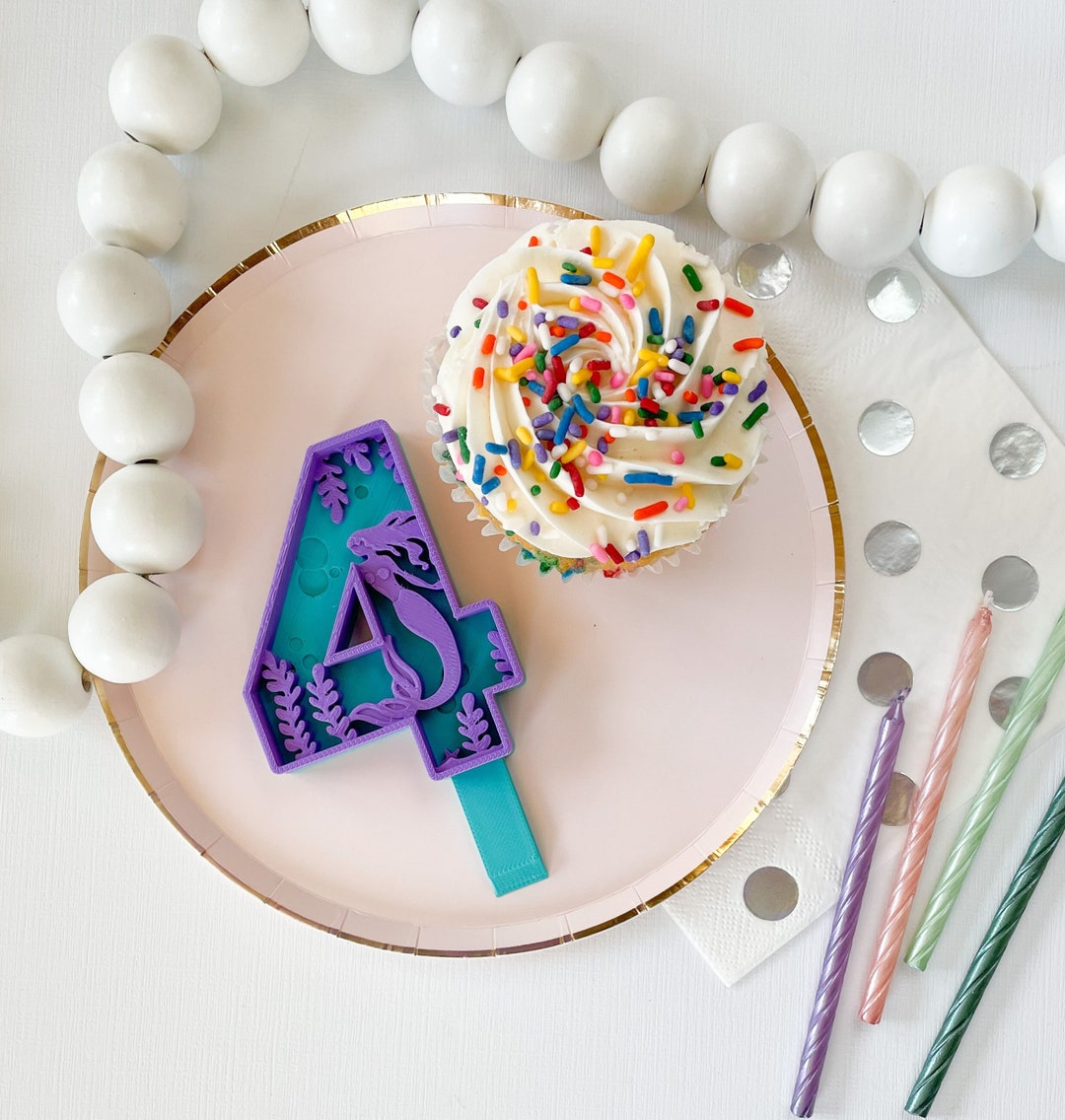 Mermaid Party Number Birthday Cake Topper - Etsy