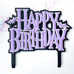 Goth Happy Birthday Cake Topper | Birthday Cake Sign - Etsy