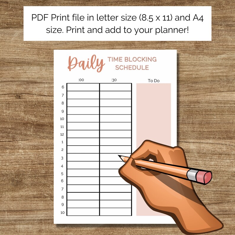 Time Blocking Daily Schedule Planner Printable or Digital Planner ...