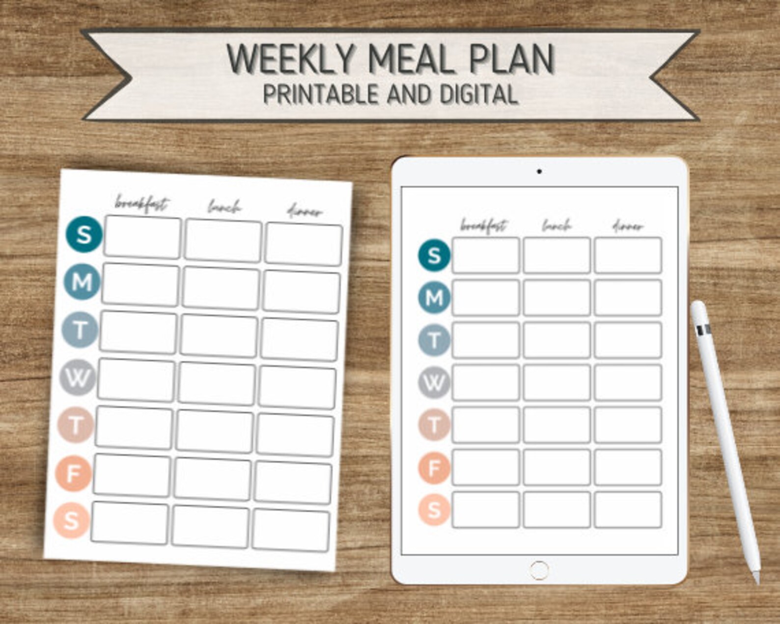 Weekly Meal Plan Template Printable and Digital Download Planner ...