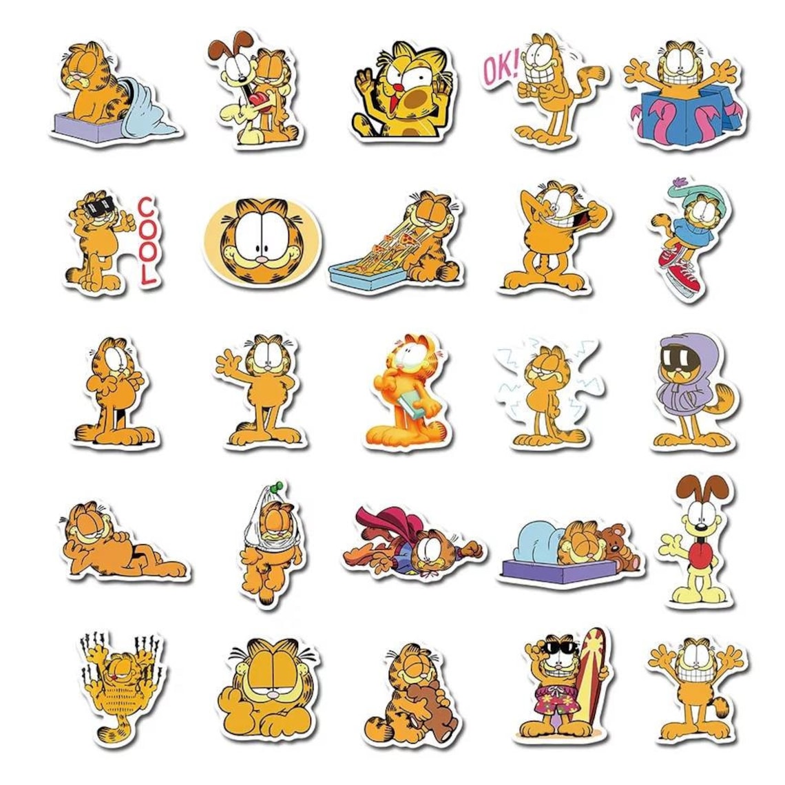 50pcs Garfield Stickers Cat Sticker Laptop Sticker Cartoon | Etsy