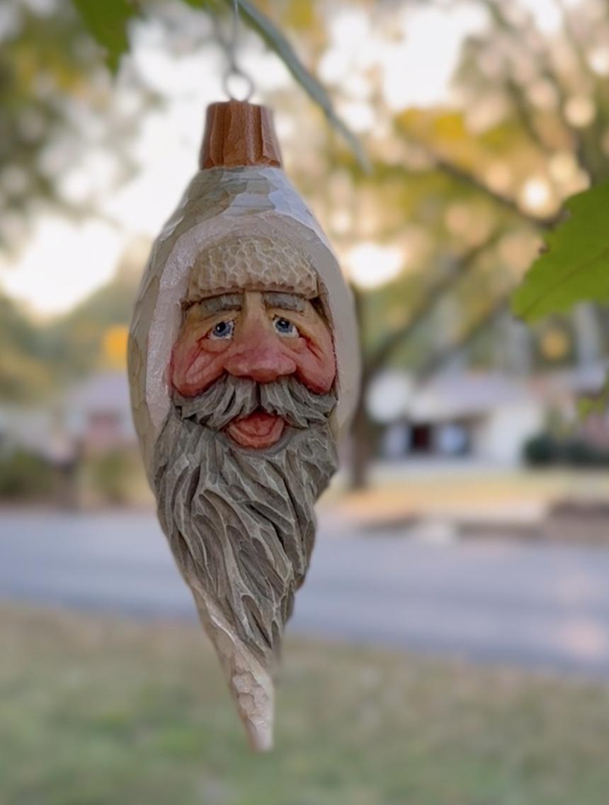 Hand Carved Santa Ornament - Etsy