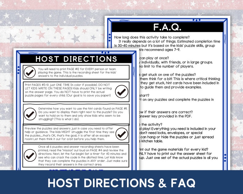 Escape Room Printable for Kids • Independence Day Escape Room Kit • 4th ...