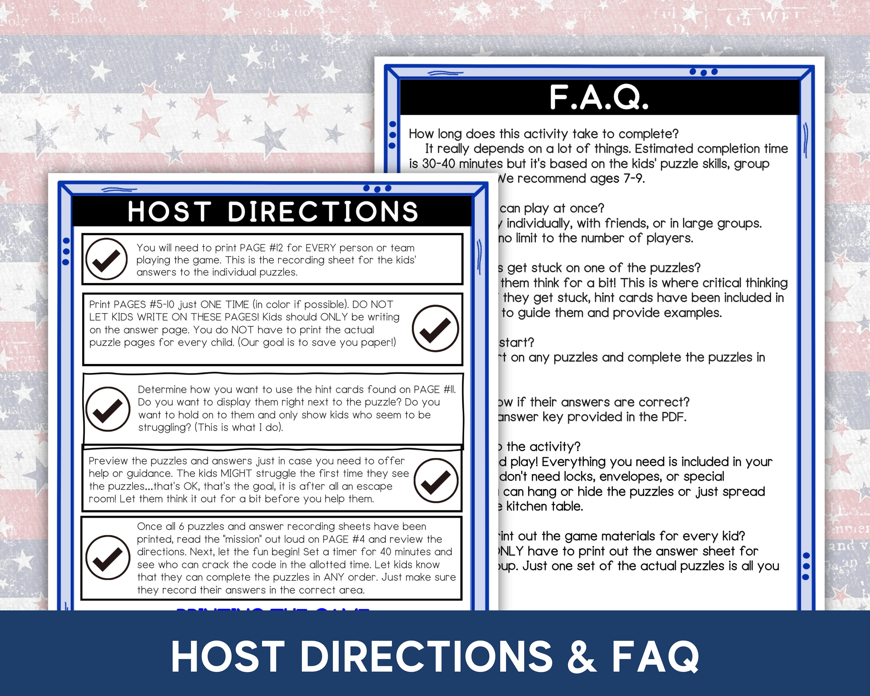 Escape Room Printable for Kids • Independence Day Escape Room Kit • 4th ...