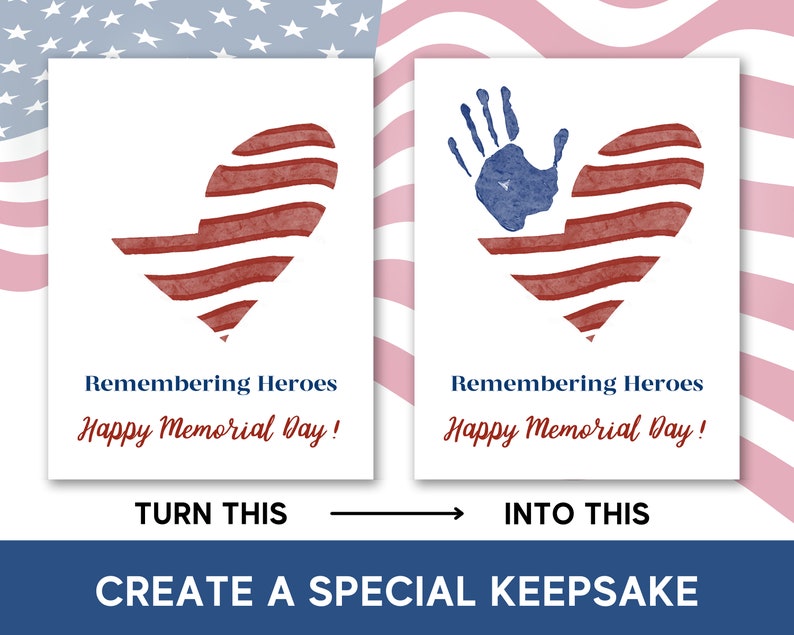 Memorial Day Handprint Art • Memorial Day Patriotic Activity ...