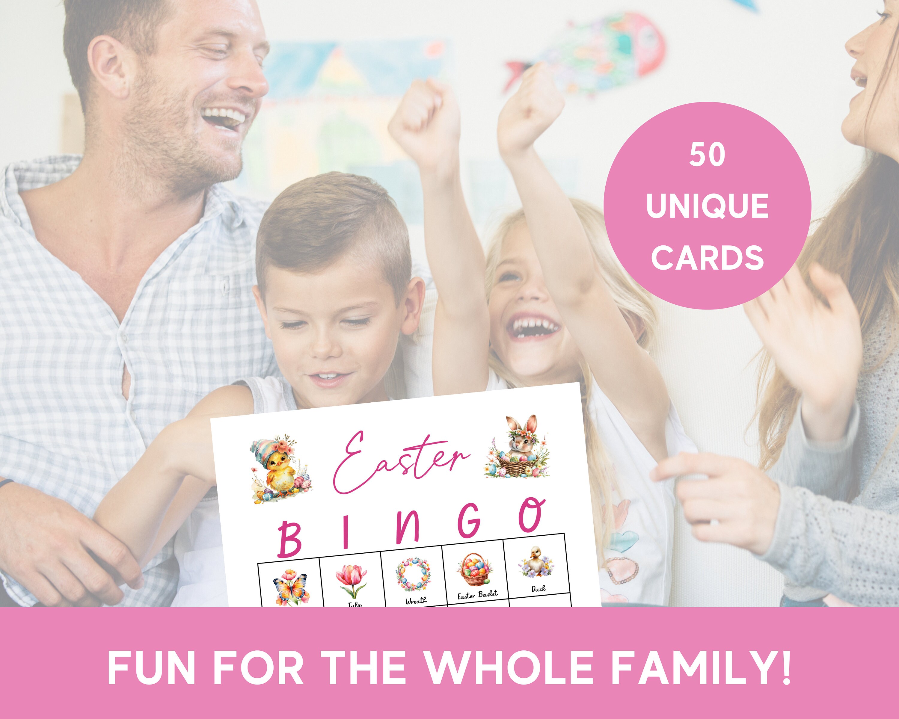 Easter Bingo Printable • 50 Unique Bingo Cards • Activity for Kids ...