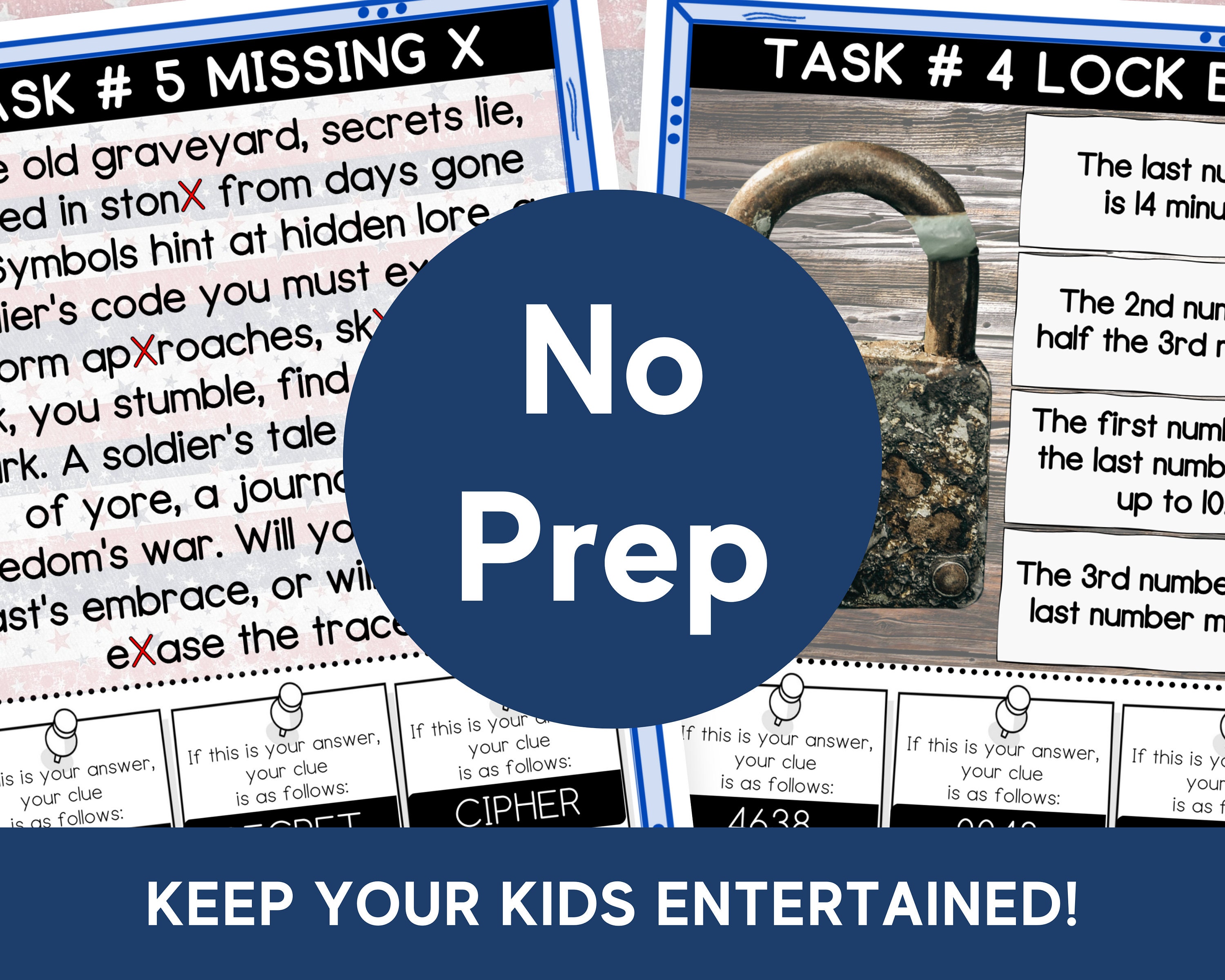 Escape Room Printable for Kids • Independence Day Escape Room Kit • 4th ...