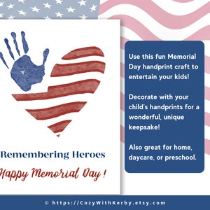 Memorial Day Handprint Art • Memorial Day Patriotic Activity ...
