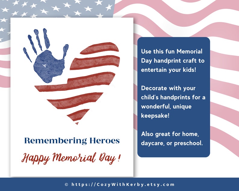 Memorial Day Handprint Art • Memorial Day Patriotic Activity ...