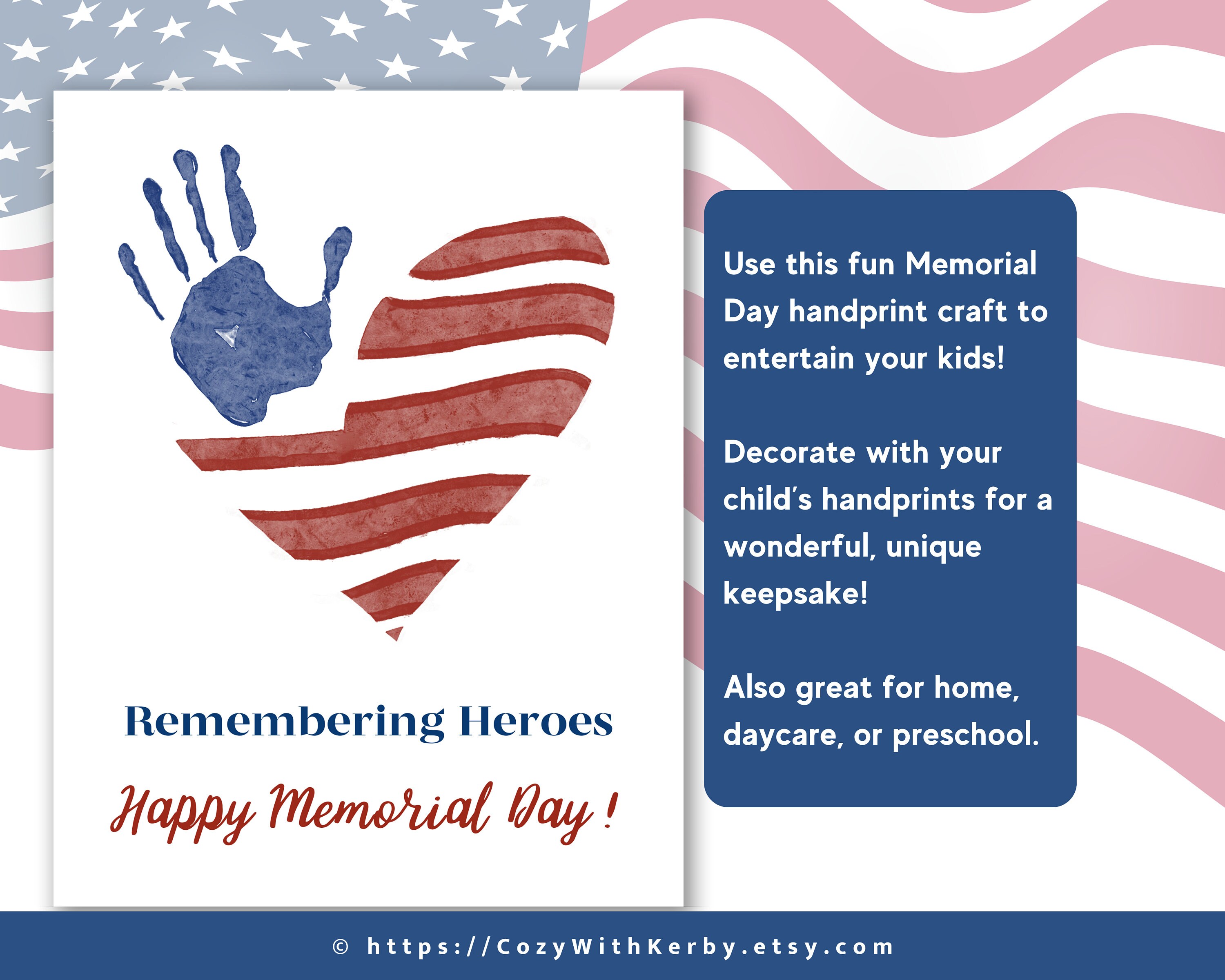 Memorial Day Handprint Art • Memorial Day Patriotic Activity ...