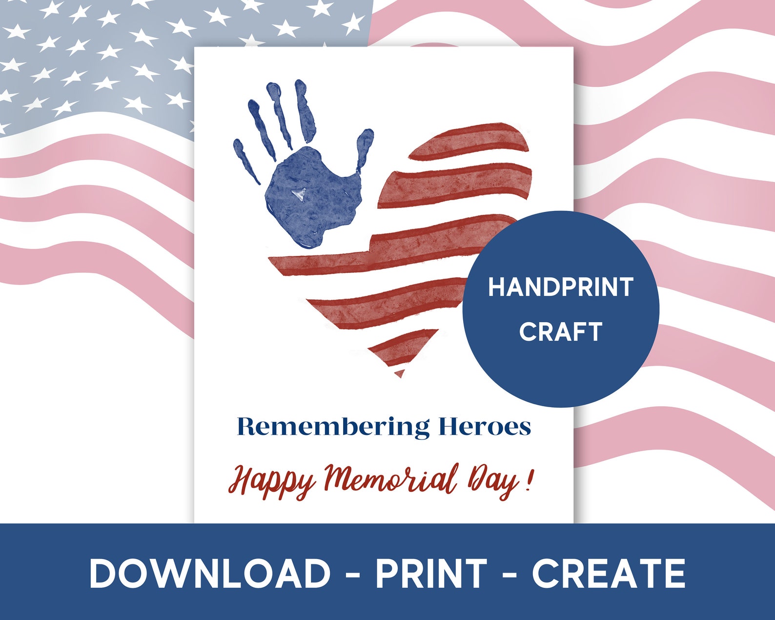 Memorial Day Handprint Art Memorial Day Patriotic Activity Handprint ...