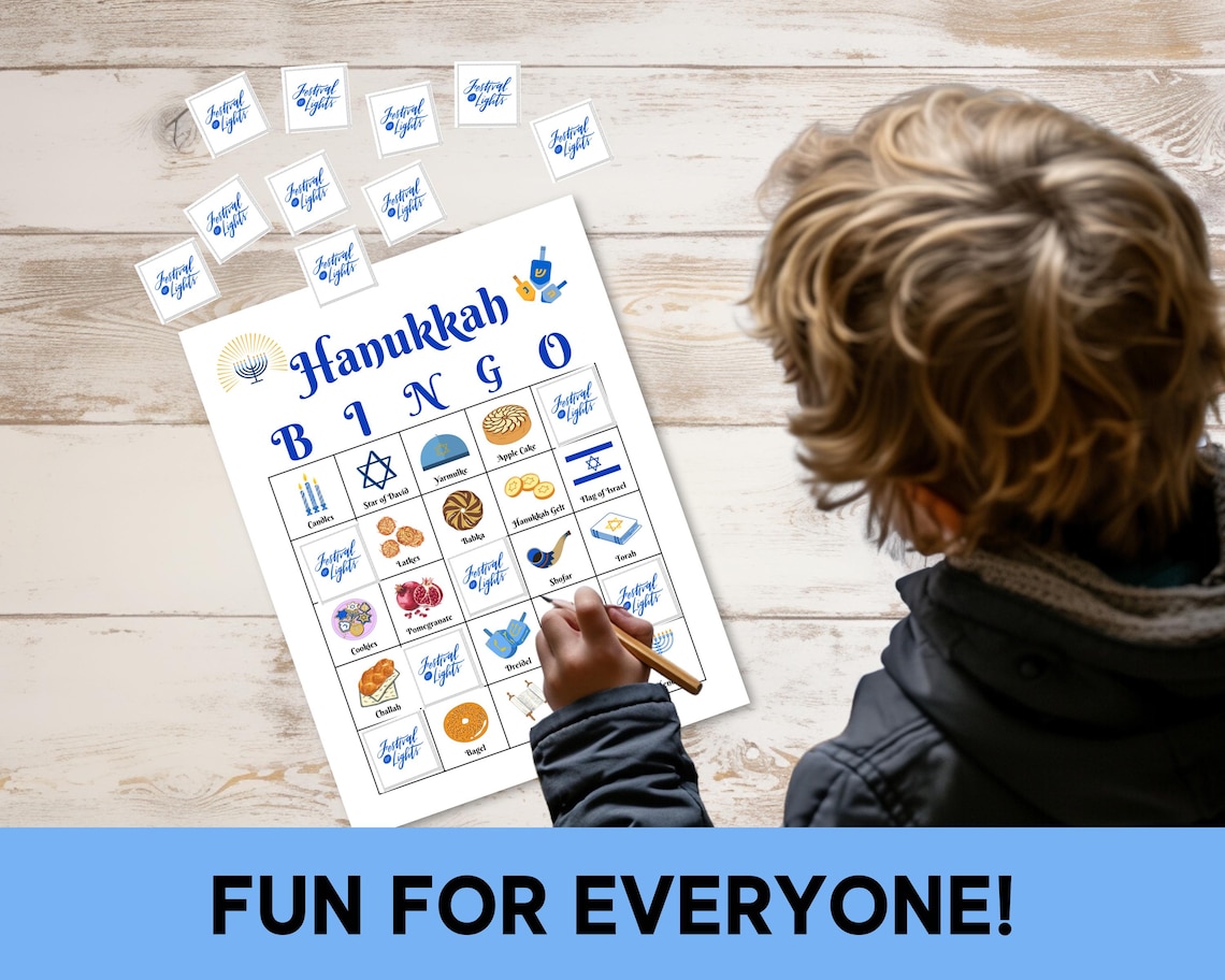 Hanukkah Bingo Game Printable Activity for Family, Kids, Teens ...