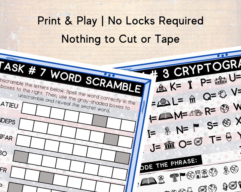 Time Travel Escape Room for Kids, Printable Independence Day Game With ...