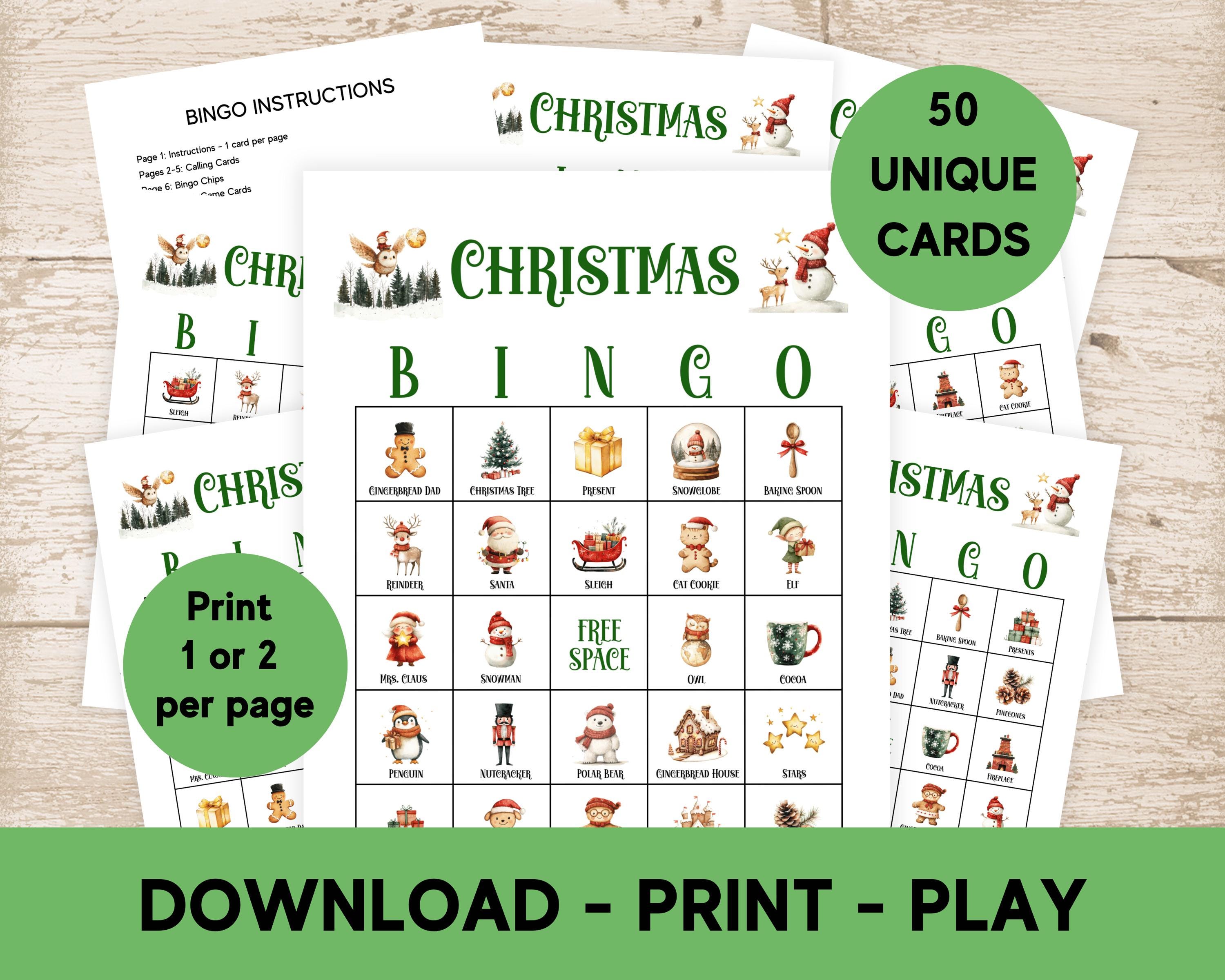 Christmas Bingo Game Printable Activity for Family, Kids, Teens ...