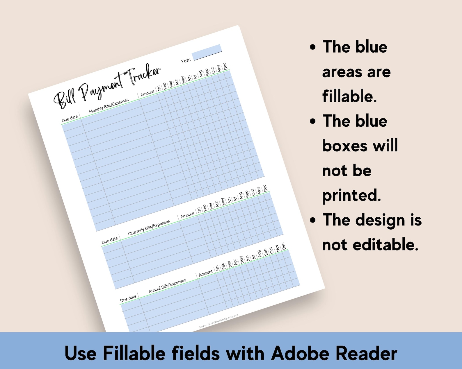 Bill Payment Tracker Fillable PDF Bill Tracker Printable Bill Pay ...
