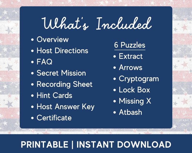 Escape Room Printable for Kids Independence Day Escape Room Kit 4th of ...