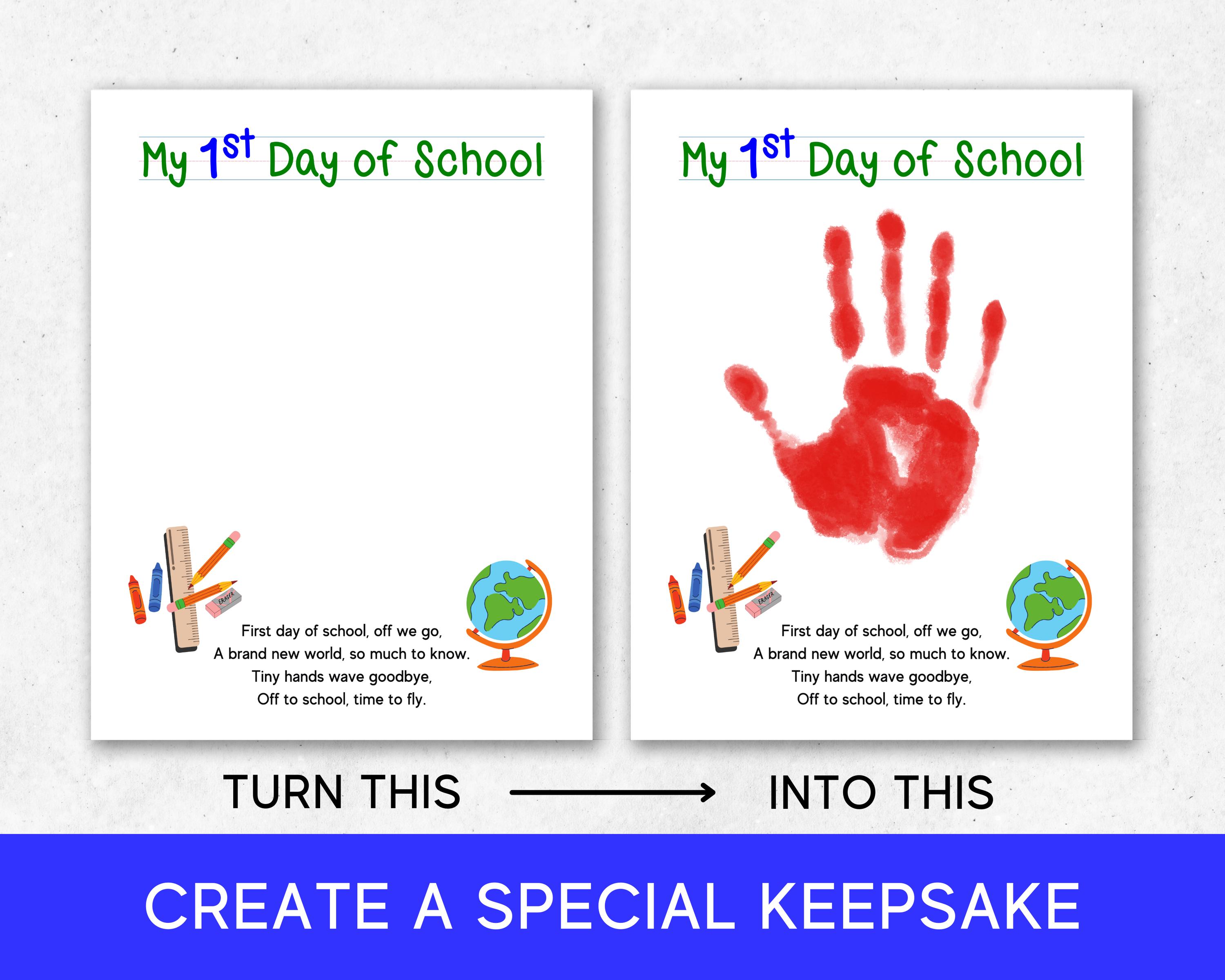 First Day of School Handprint Art • Back to School Craft • Handprint ...