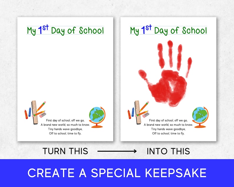 First Day of School Handprint Art Back to School Craft Handprint Craft ...