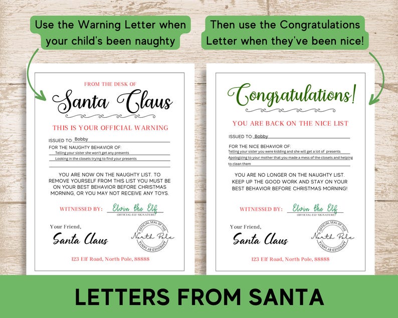 Editable Santa Warning Letter • Printable Naughty List Letter • Back on ...