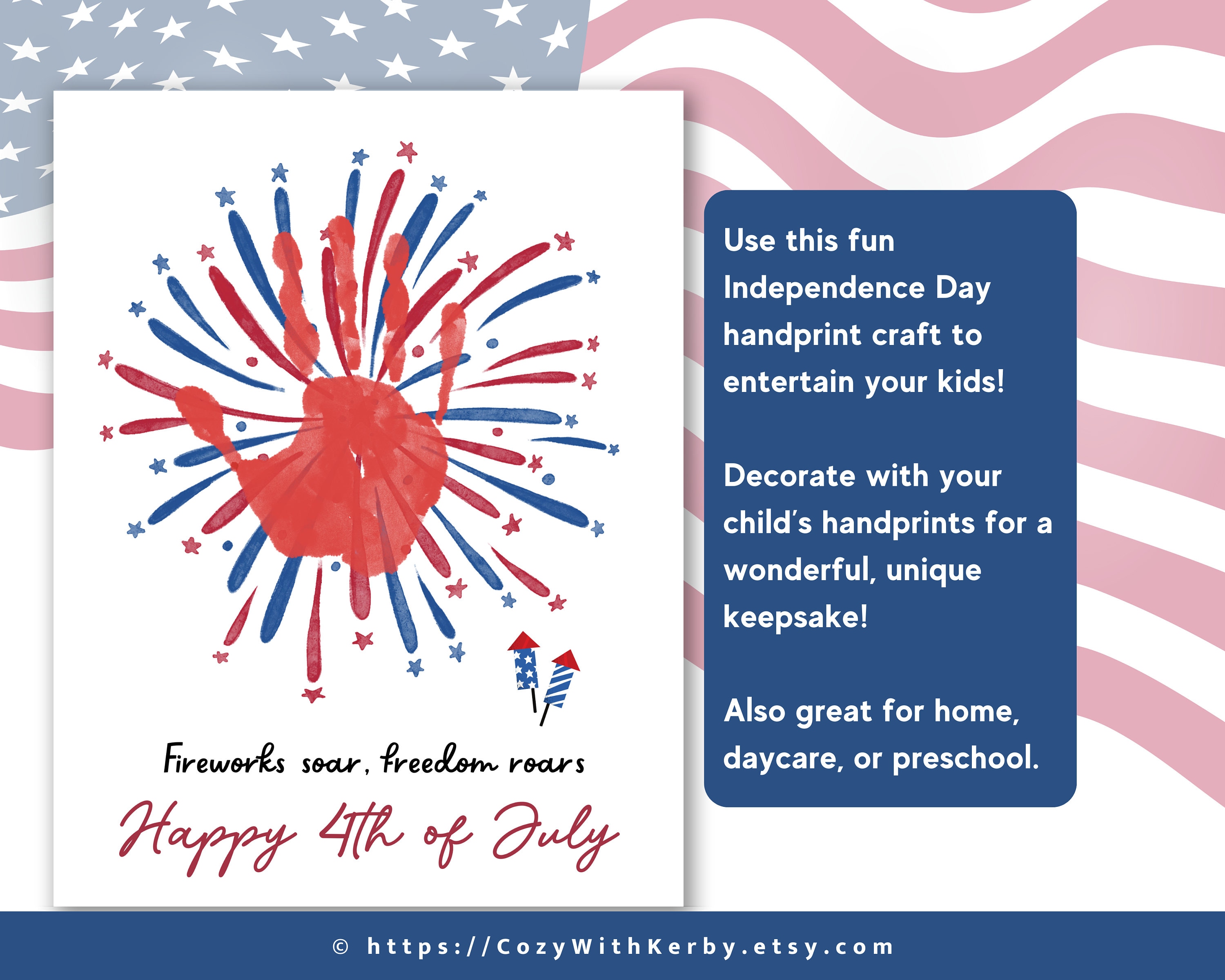 Fourth of July Handprint Art • Independence Day Patriotic Activity ...