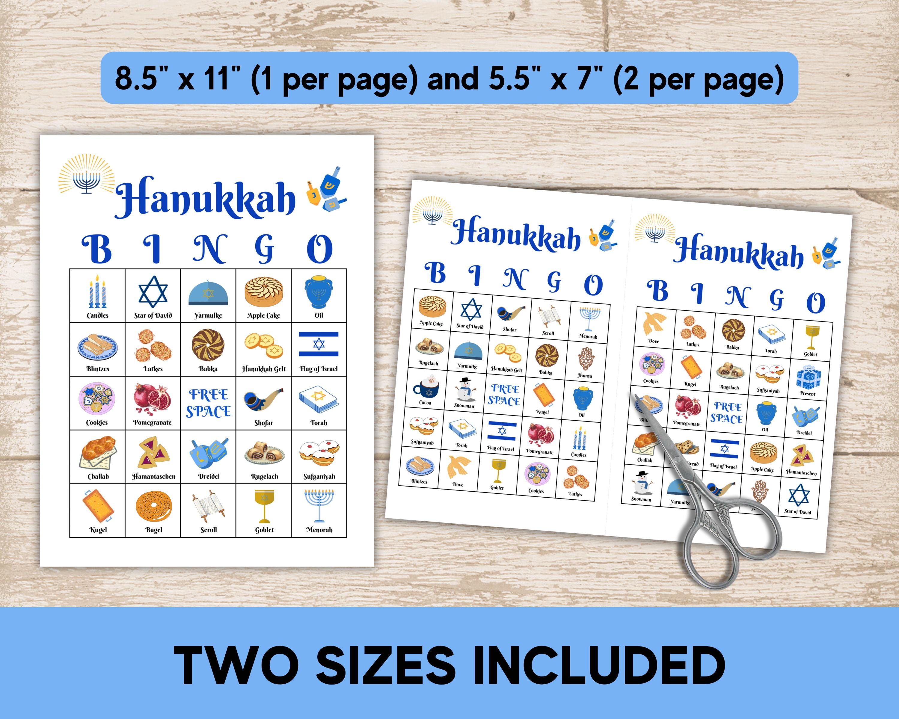 Hanukkah Bingo Game Printable Activity for Family, Kids, Teens ...