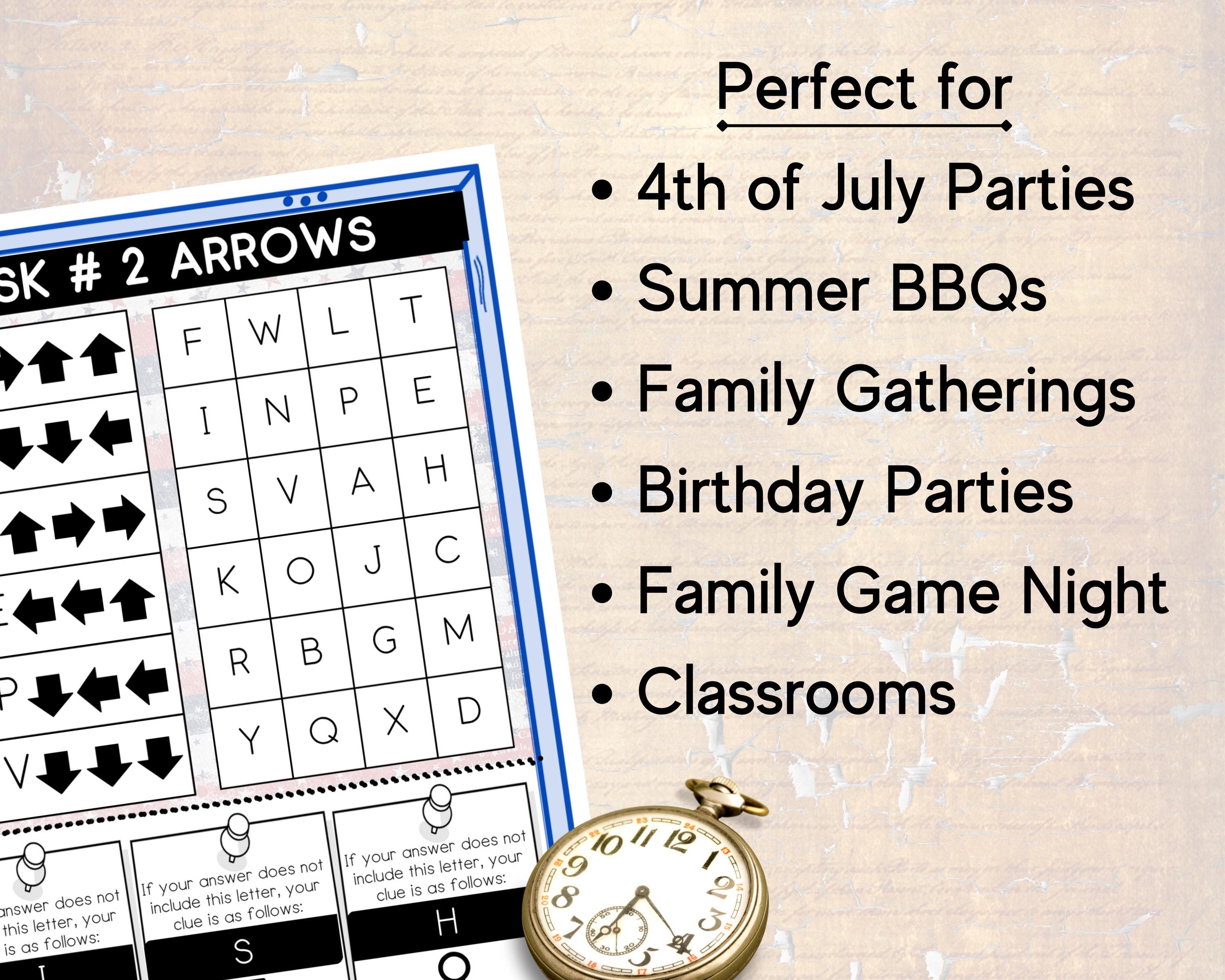 Time Travel Escape Room for Kids, Printable Independence Day Game With ...