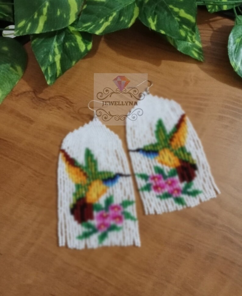 Beaded Hummingbird Brick Peyote Stitch Earring PDF Pattern Tutorial - Etsy