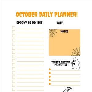 October Planner Worksheet, Spooky Season to Do List, Digital Download ...