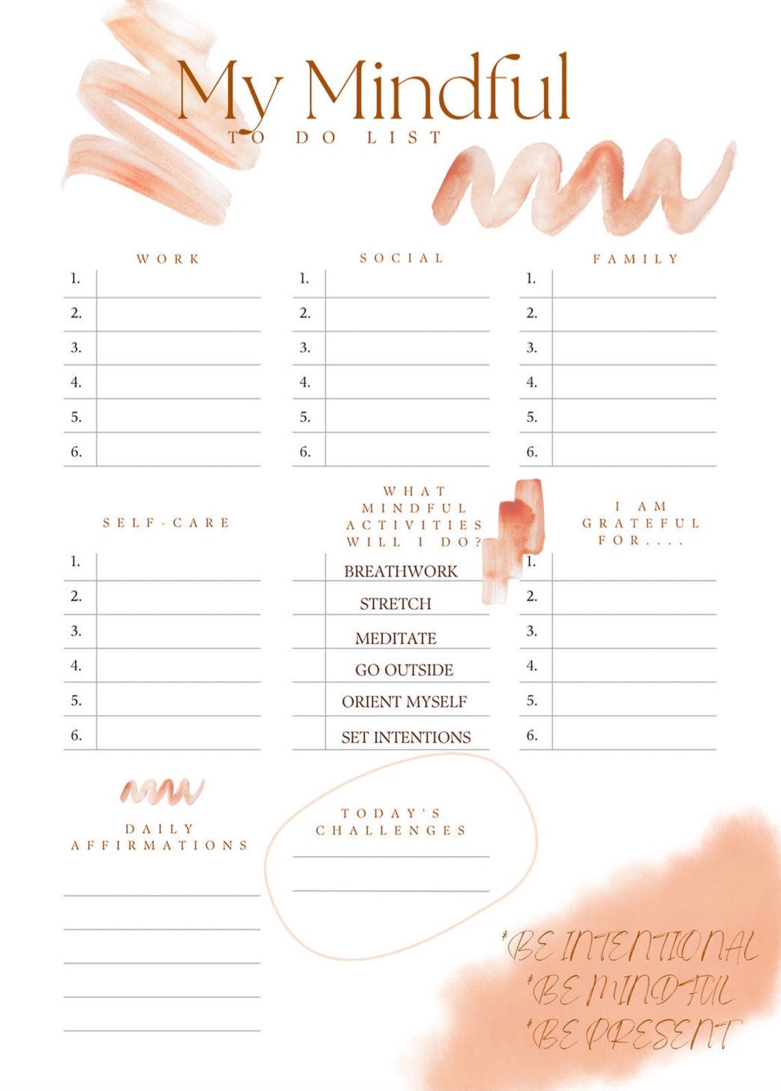 Mindful to Do List Sheet, Mindfulness, Daily to Do List, Therapeutic ...