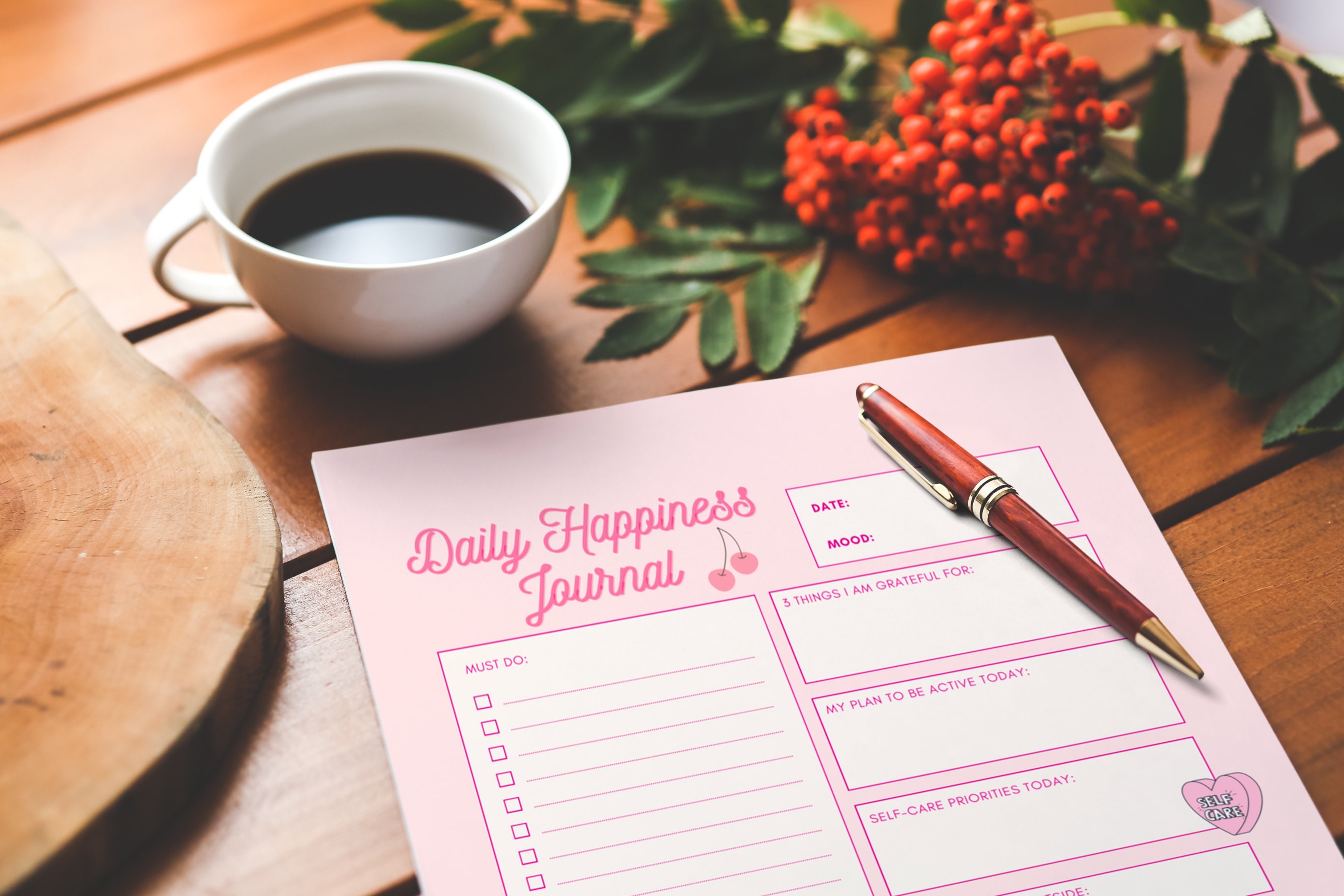 Daily Happiness Journal Sheet, Digital Download, Priority Sheet, to Do ...