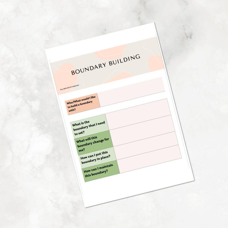 Boundary Building Printable Worksheet Therapy Activity Sheet, Digital ...