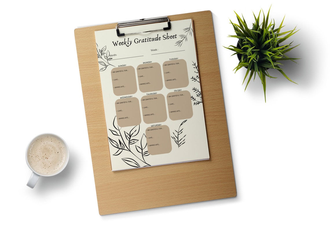 Weekly Gratitude Journal Sheet, Digital Download, Printable, Gratitude ...