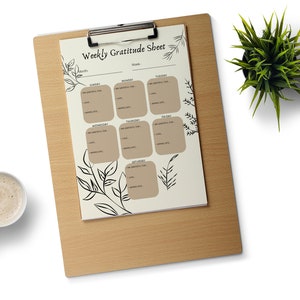 Weekly Gratitude Journal Sheet, Digital Download, Printable, Gratitude ...