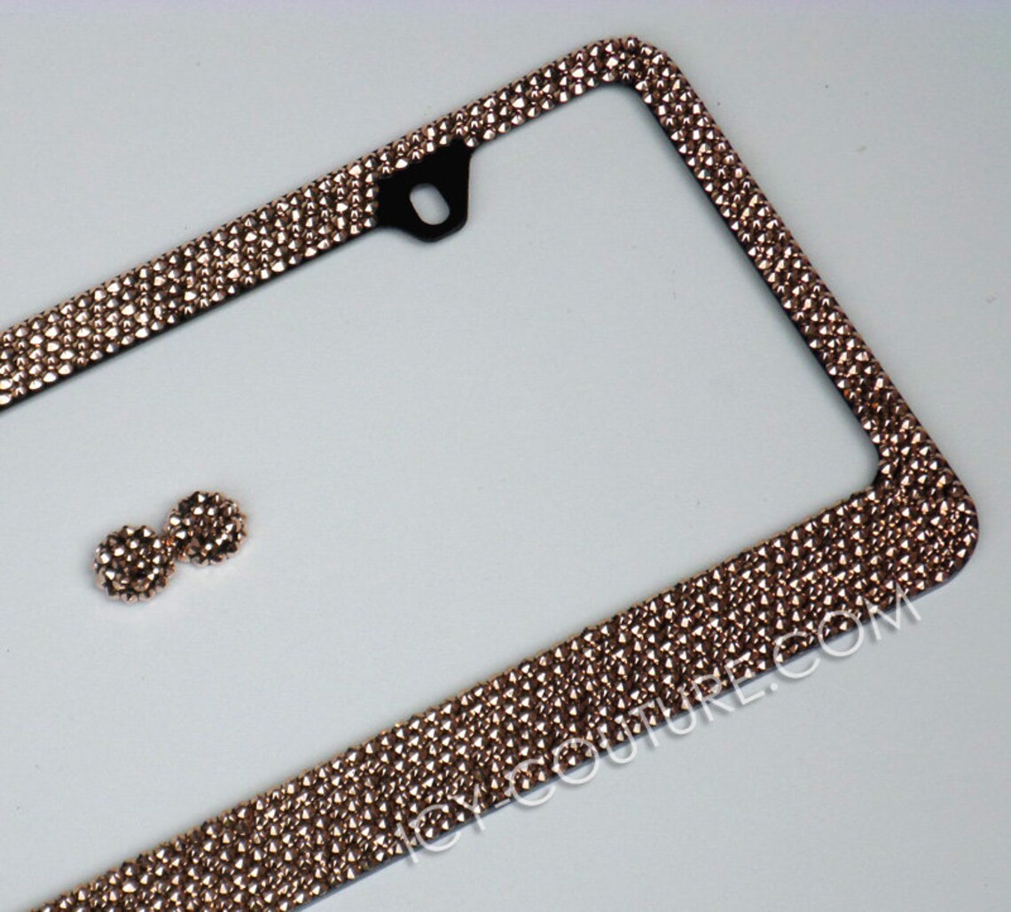 24K GOLD or ROSE GOLD License Plate Frame Swarovski Crystals - Etsy