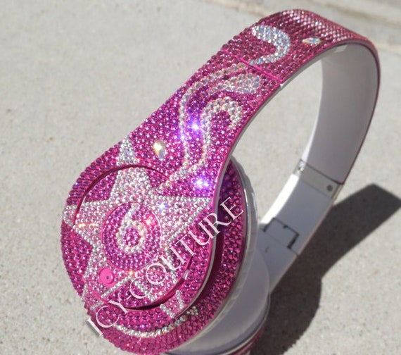 Pink Beats Headphones With Rhinestones