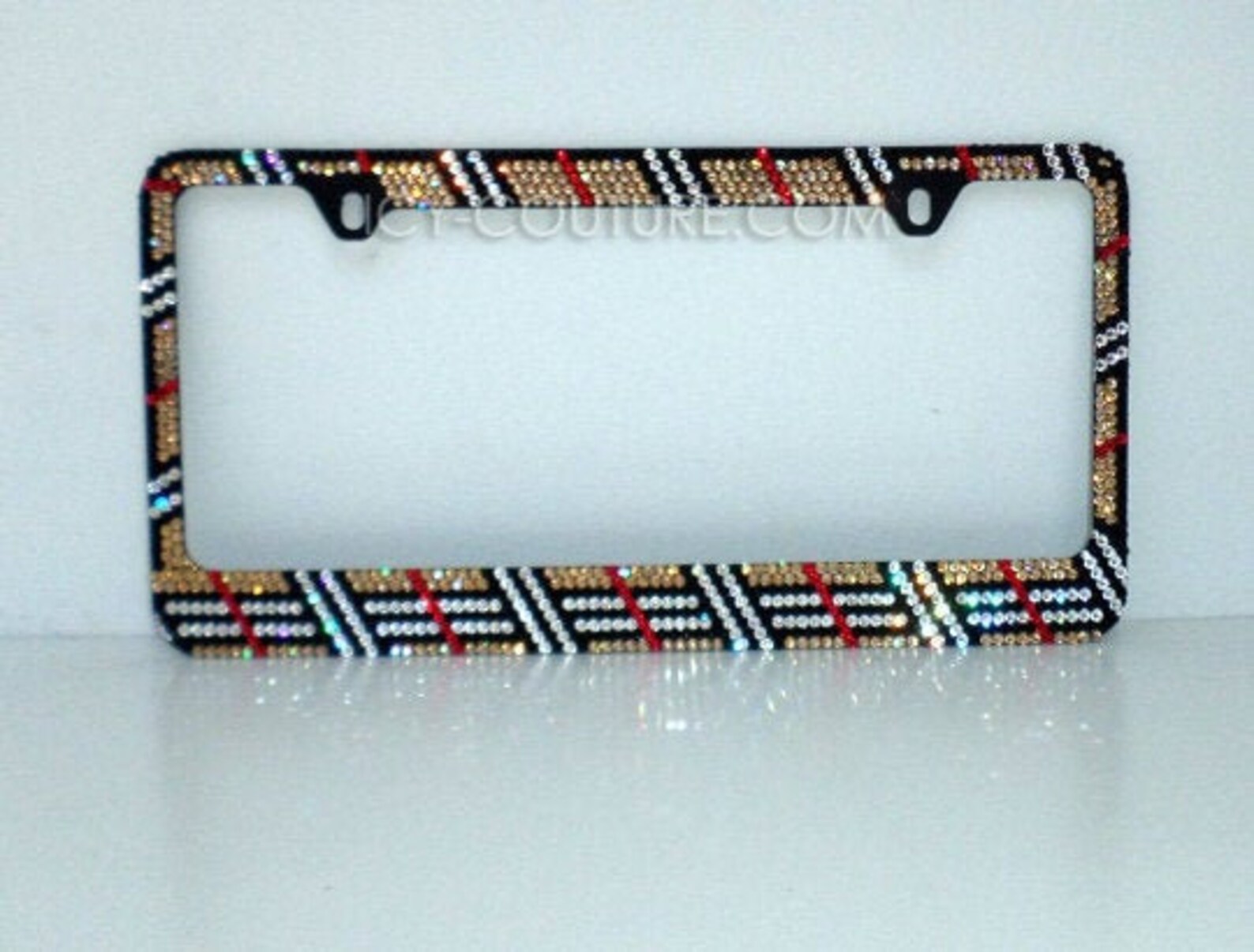 Classy Plaid License Plate Frame With Swarovski Crystals - Etsy