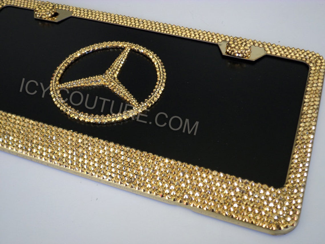 24K GOLD or ROSE GOLD License Plate Frame Swarovski Crystals - Etsy