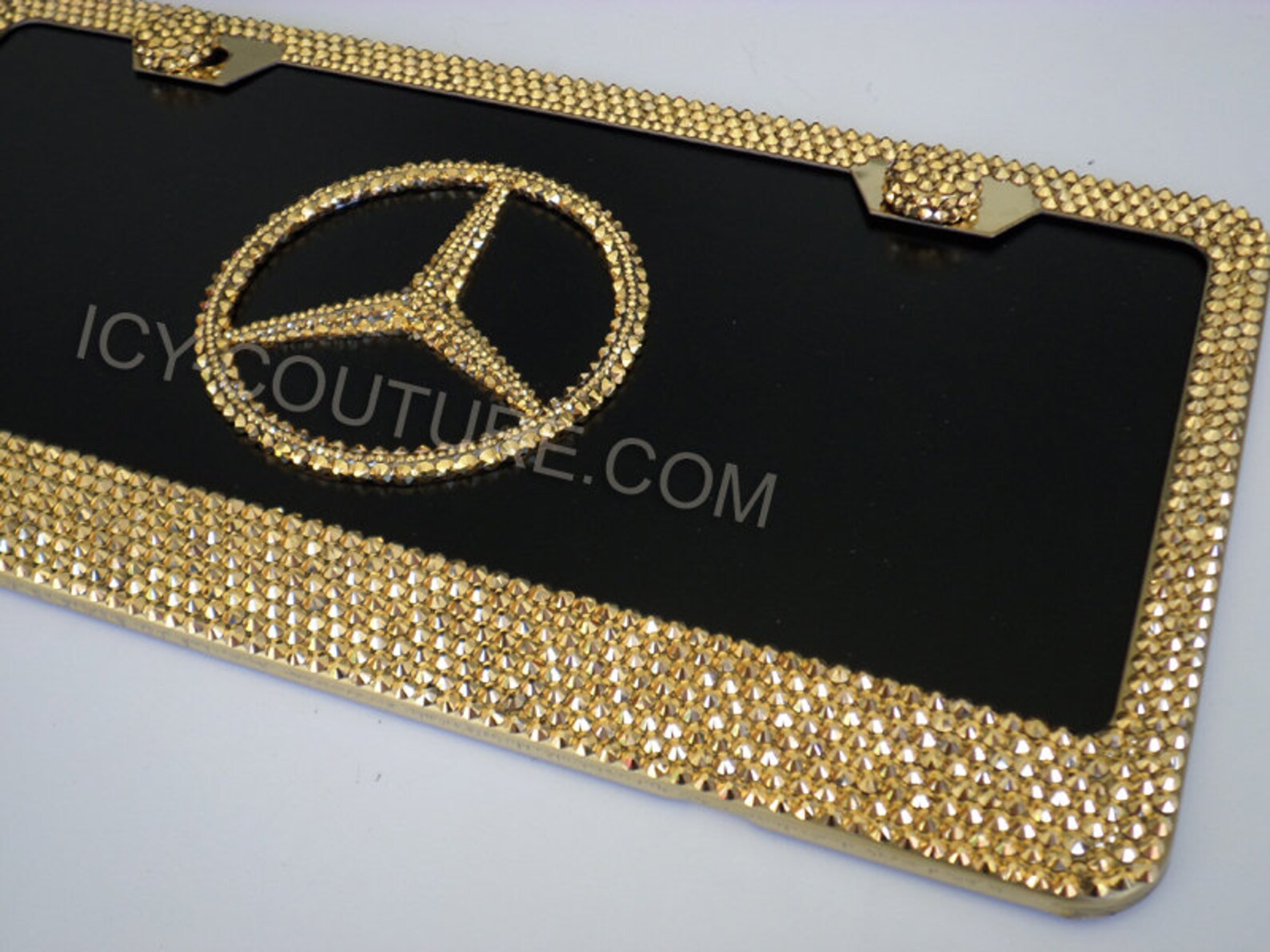 24K GOLD or ROSE GOLD License Plate Frame Swarovski Crystals - Etsy