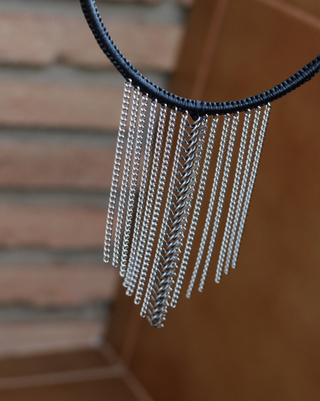 Handmade Black Collar Chain Fringe Necklace Alternative - Etsy