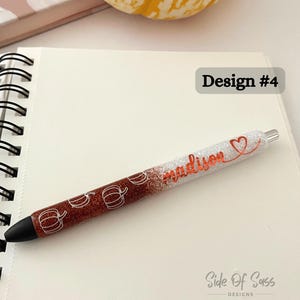 Personalized Fall Glitter Pen Custom Autumn Pen Refillable Glitter Pen ...