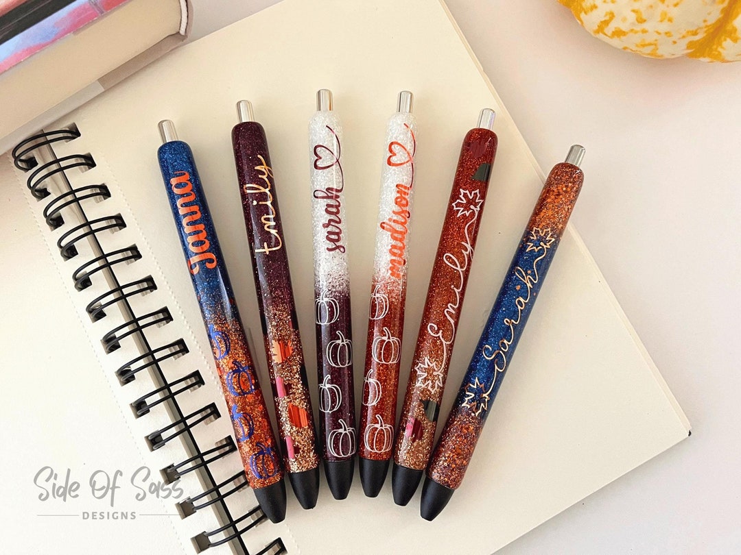 Personalized Fall Glitter Pen Custom Autumn Pen Refillable Glitter Pen ...