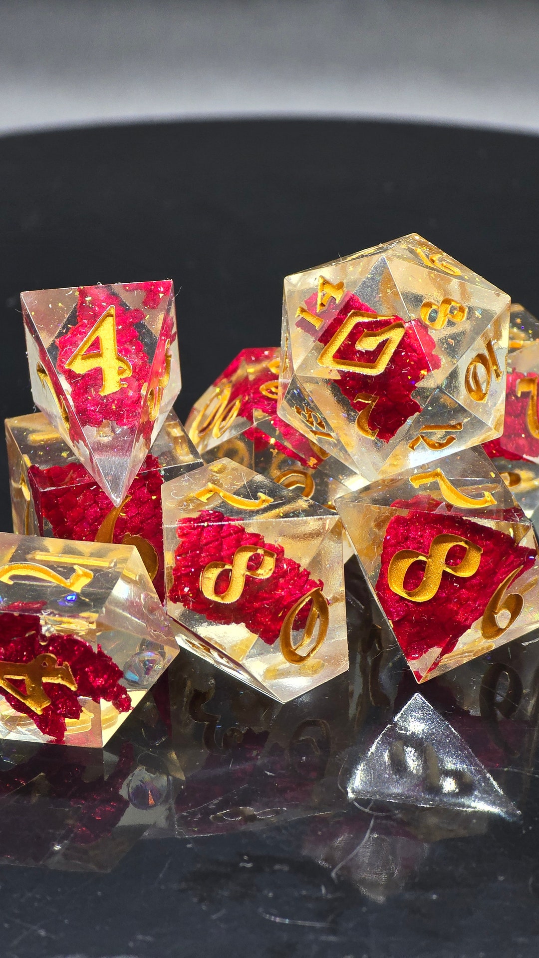 Red Crystal Real Dragon Skin Dice - Etsy