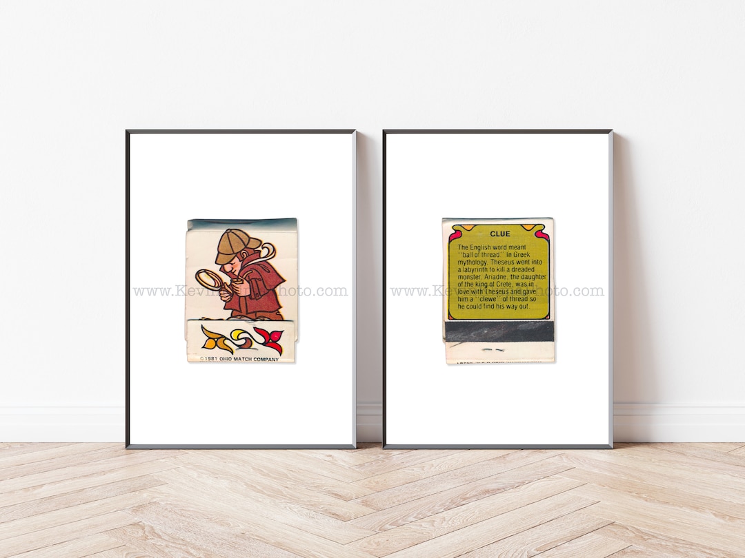 Vintage CLUE Art, Set of 2 Vintage Matchbook Prints - Modern Minimalist ...