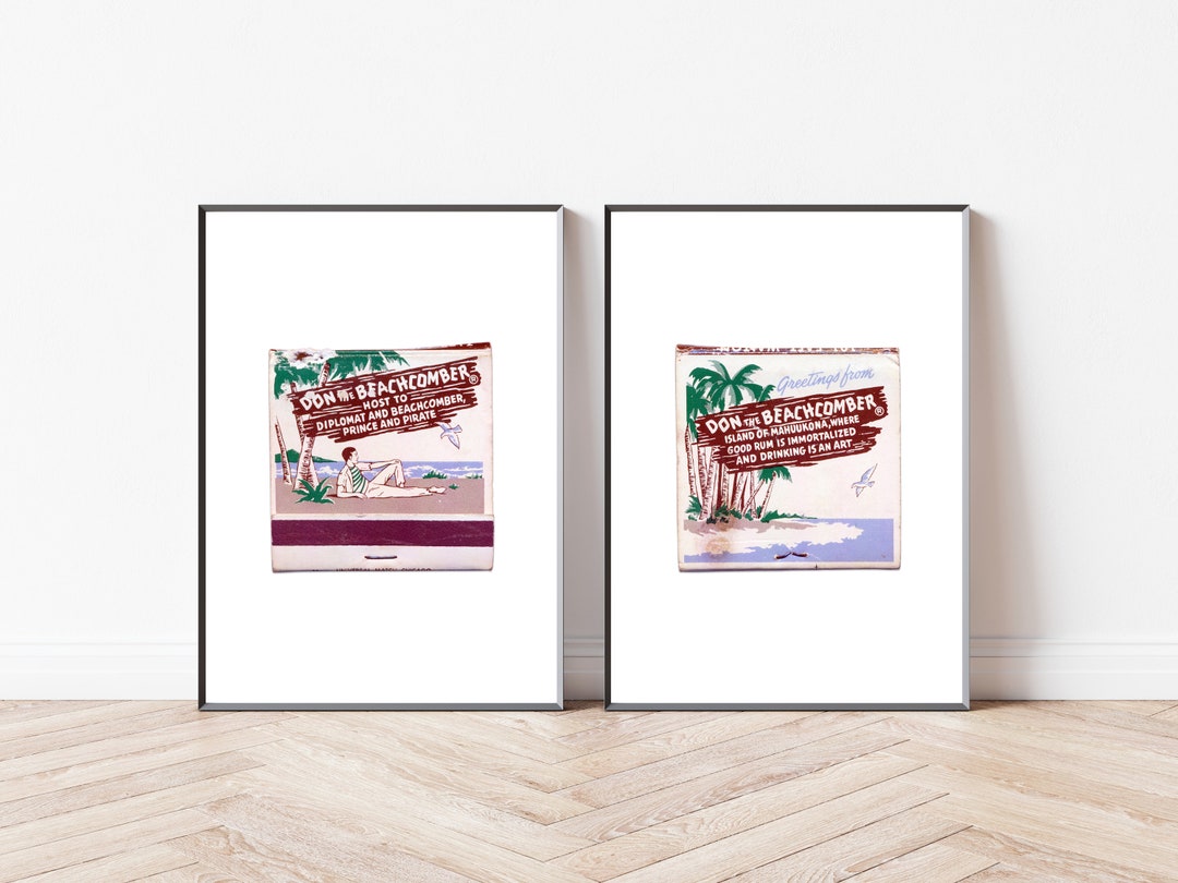 Vintage Tiki Bar Art Set of 2 Matchbook Prints Wall Art - Etsy
